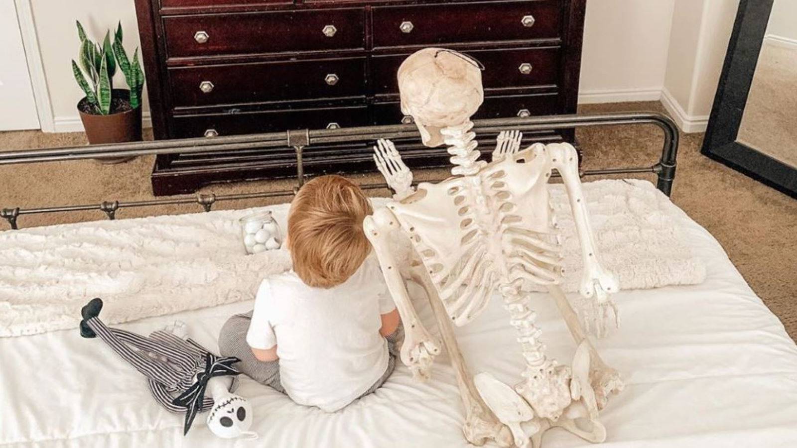 Toddler Who Refuses To Go Anywhere Without Skeleton Goes Viral